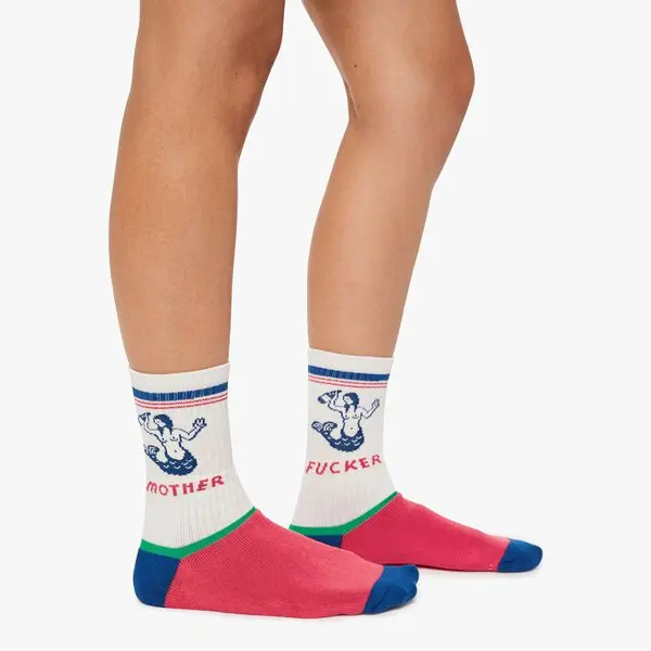 MOTHER The Half-calf Swim Club Socks - White