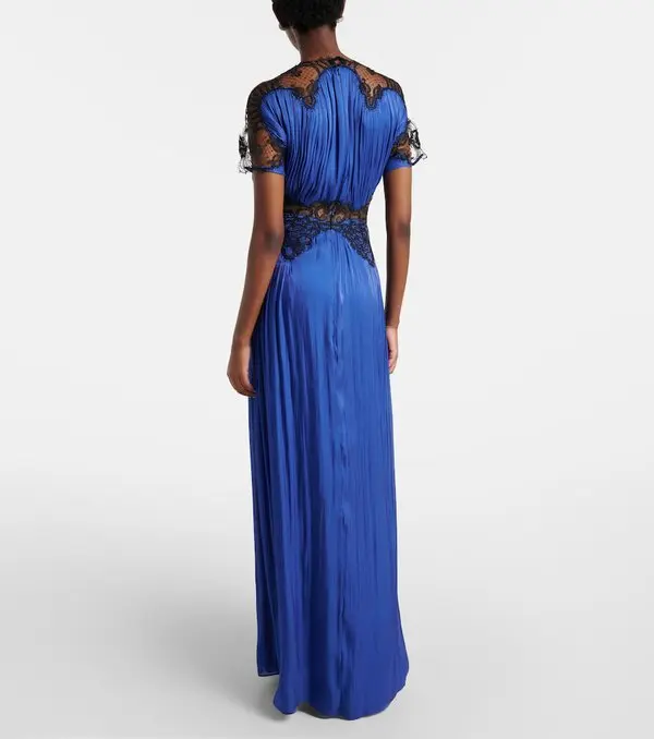 Costarellos Lace-trimmed Lurex Georgette Gown - Blue