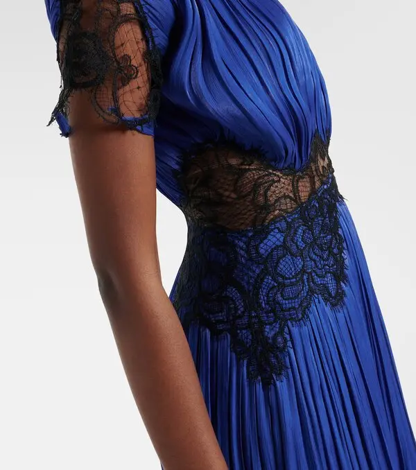 Costarellos Lace-trimmed Lurex Georgette Gown - Blue