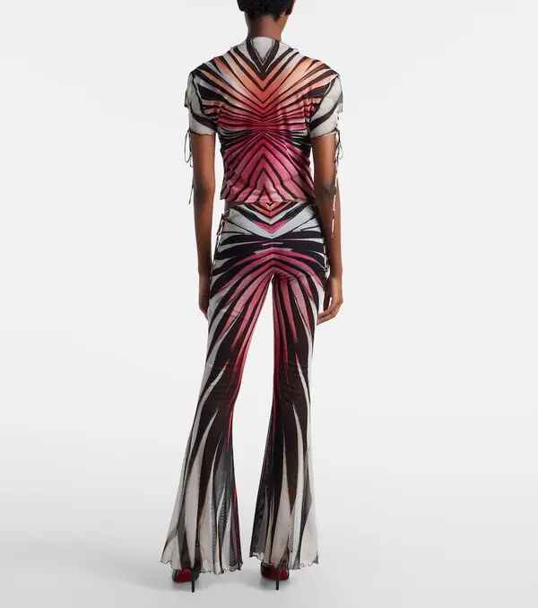 Roberto Cavalli Printed Sheer Flared Pants
