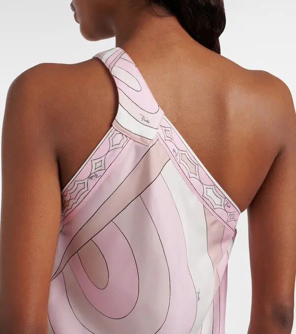 Emilio Pucci Iride Asymmetric Silk Twill Midi Dress