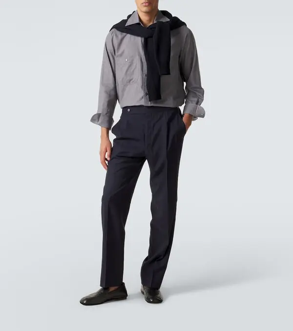 STOFFA Navy Wool Tailored Trousers