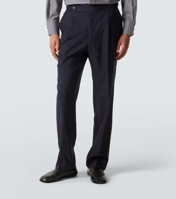STOFFA Navy Wool Tailored Trousers