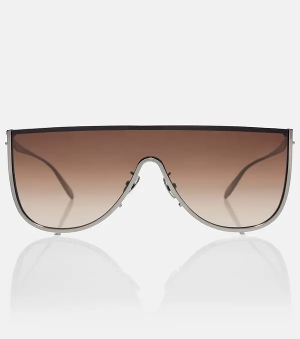 Alaïa Lettering Logo Flat-top Sunglasses - Silver