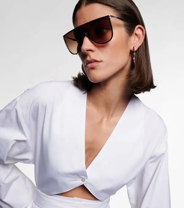 Alaïa Lettering Logo Flat-top Sunglasses - Silver