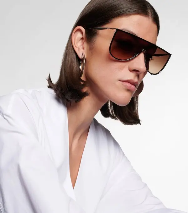 Alaïa Lettering Logo Flat-top Sunglasses - Silver