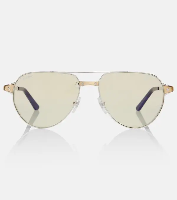 Cartier Santos De Aviator Sunglasses - Silver