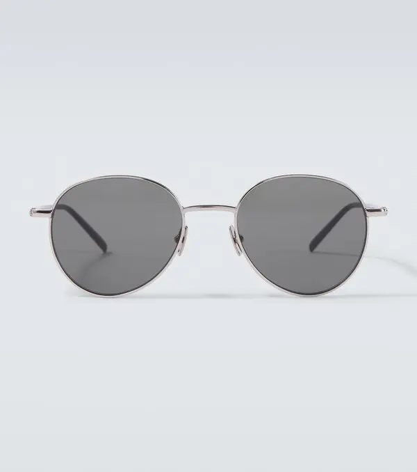 Saint Laurent Logo Round Eyeglasses - Silver