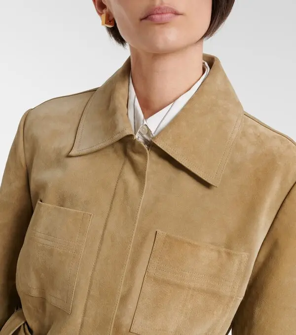 Tory Burch Belted Suede Jacket - Beige