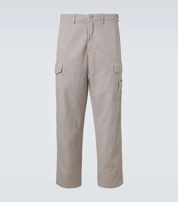 Stone Island Cotton And Linen Canvas Cargo Pants