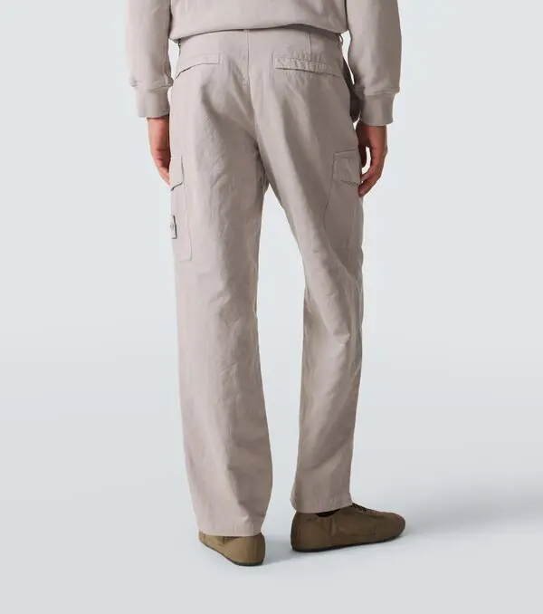Stone Island Cotton And Linen Canvas Cargo Pants