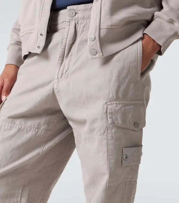 Stone Island Cotton And Linen Canvas Cargo Pants
