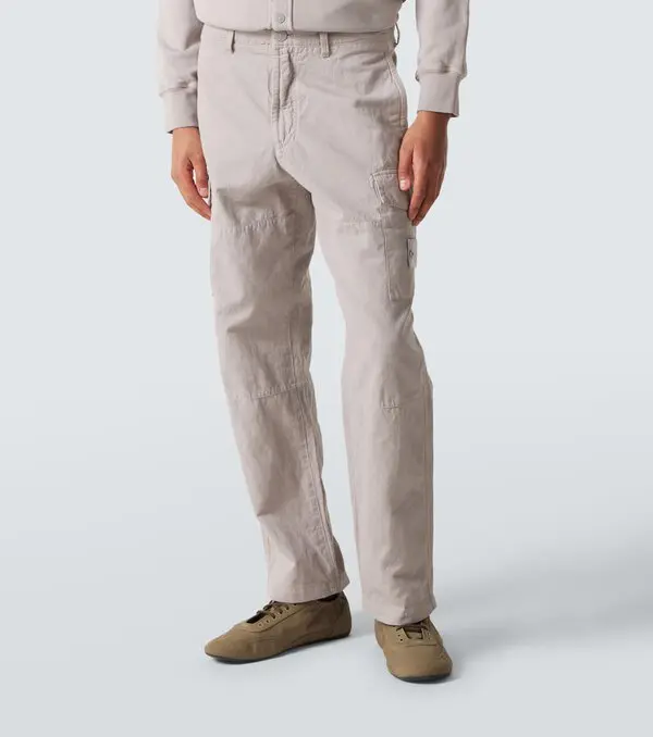 Stone Island Cotton And Linen Canvas Cargo Pants