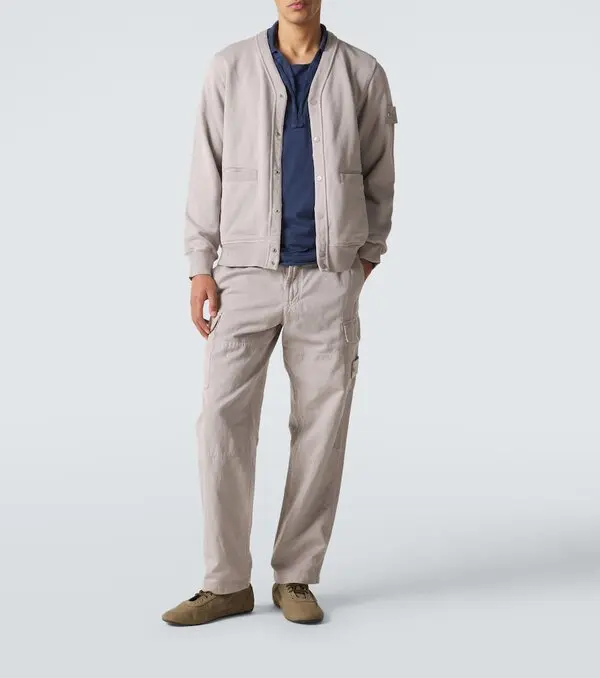Stone Island Cotton And Linen Canvas Cargo Pants
