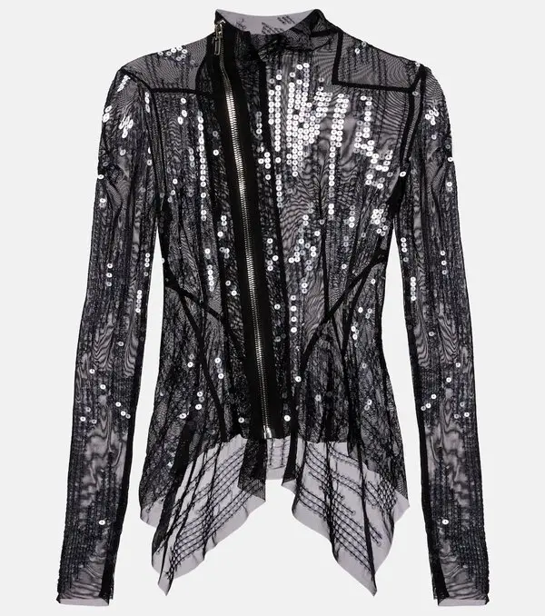 Rick Owens Gary Sequined Tulle Jacket