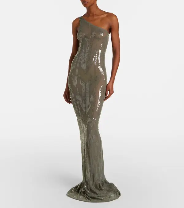 Rick Owens Sequined Sheer Tulle Gown