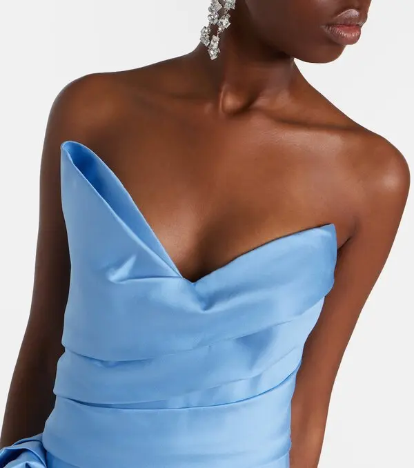 Monique Lhuillier Draped Asymmetric Bustier Gown