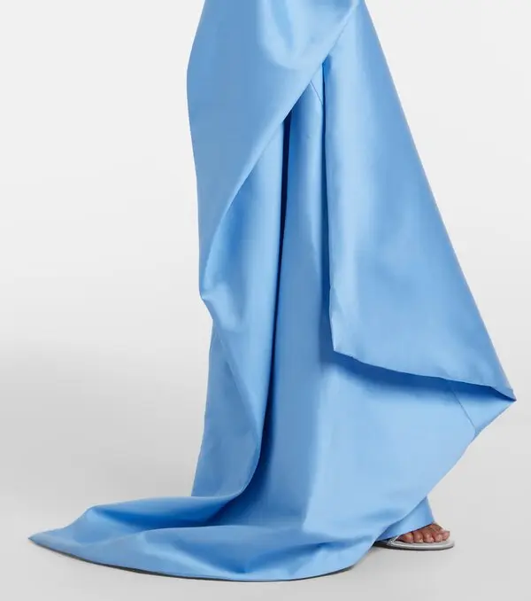 Monique Lhuillier Draped Asymmetric Bustier Gown