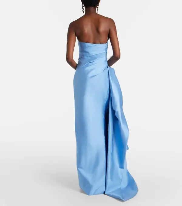 Monique Lhuillier Draped Asymmetric Bustier Gown