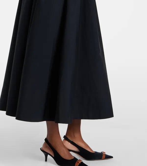 Polo Ralph Lauren Crochet-trimmed Cotton Poplin Midi Dress - Black