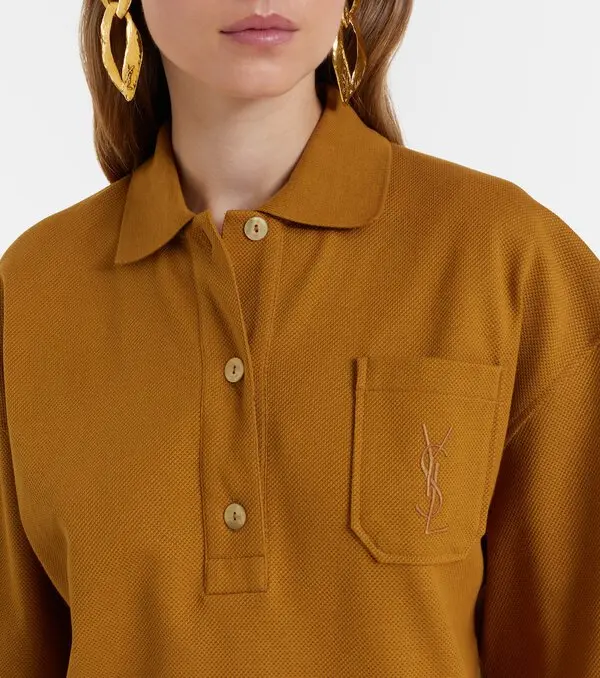 Saint Laurent Cassandre Cotton Polo Shirt - Brown