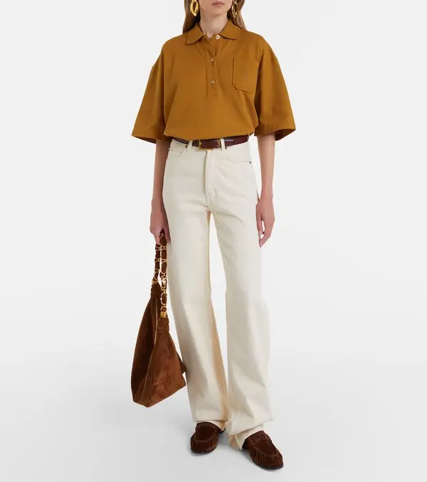 Saint Laurent Cassandre Cotton Polo Shirt - Brown