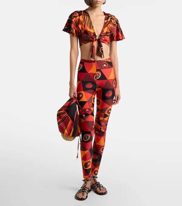 Emilio Pucci Kwango Jersey Satin Crop Top - Orange