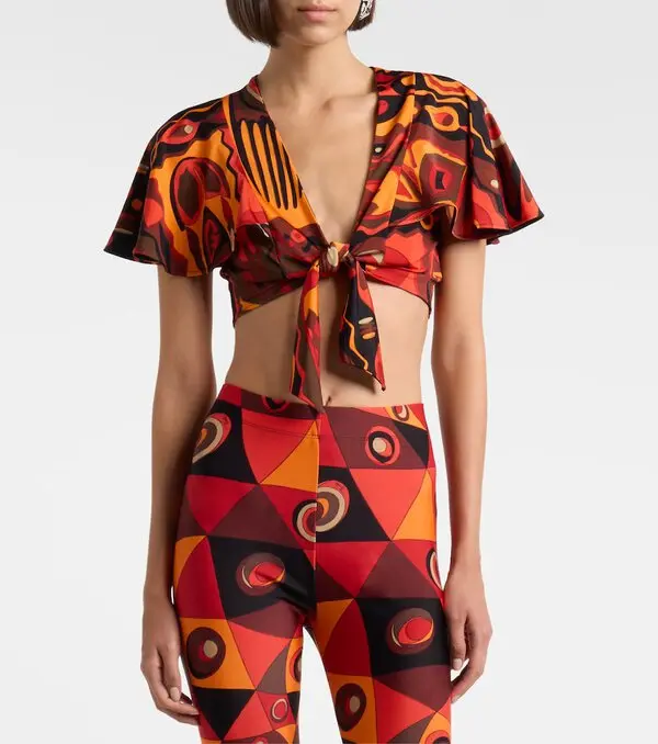 Emilio Pucci Kwango Jersey Satin Crop Top - Orange