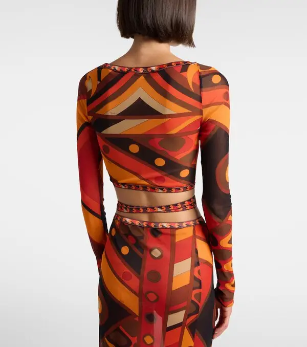 Emilio Pucci Vivara Tulle Crop Top - Orange