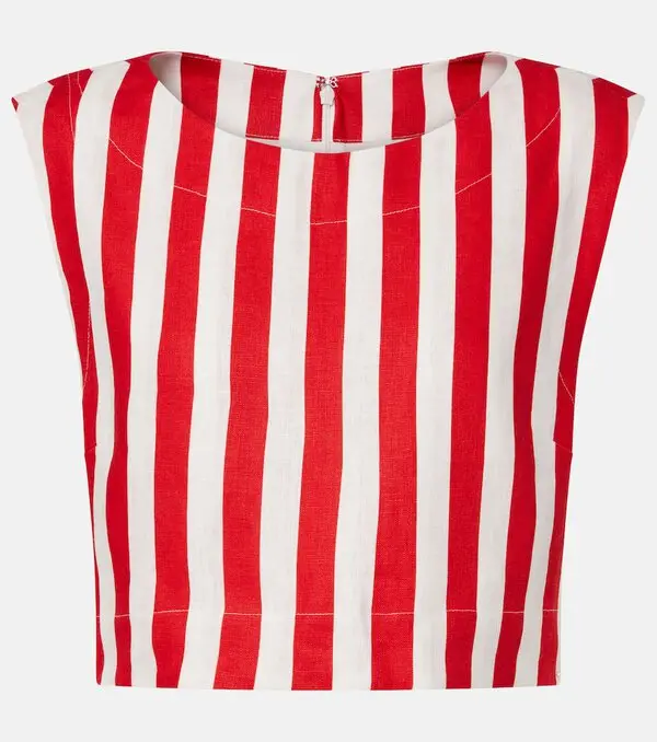 Posse Martina Striped Linen Crop Top