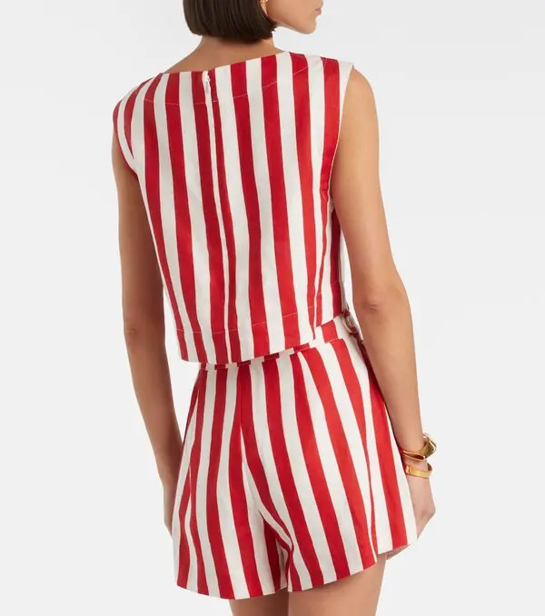 Posse Martina Striped Linen Crop Top