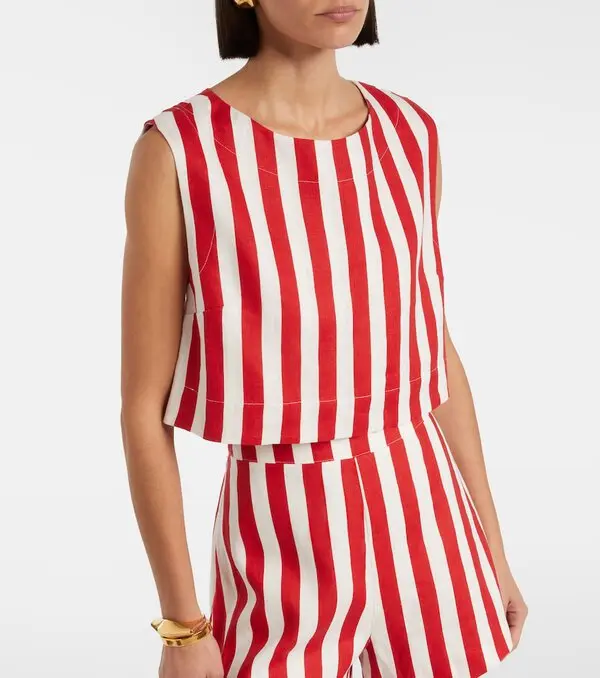 Posse Martina Striped Linen Crop Top