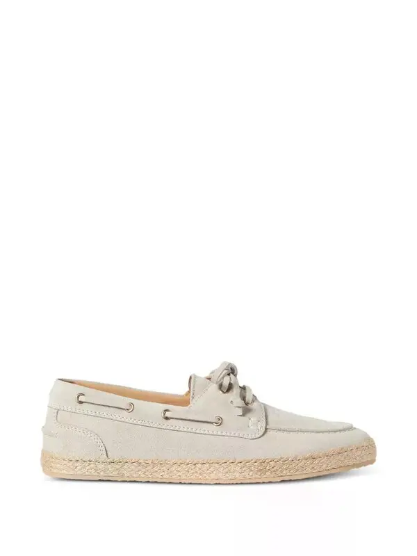 Brunello Cucinelli Suede Boat Shoes With Rope Trim - Neutrals