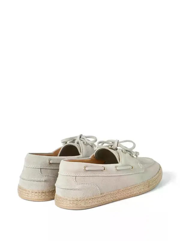 Brunello Cucinelli Suede Boat Shoes With Rope Trim - Neutrals