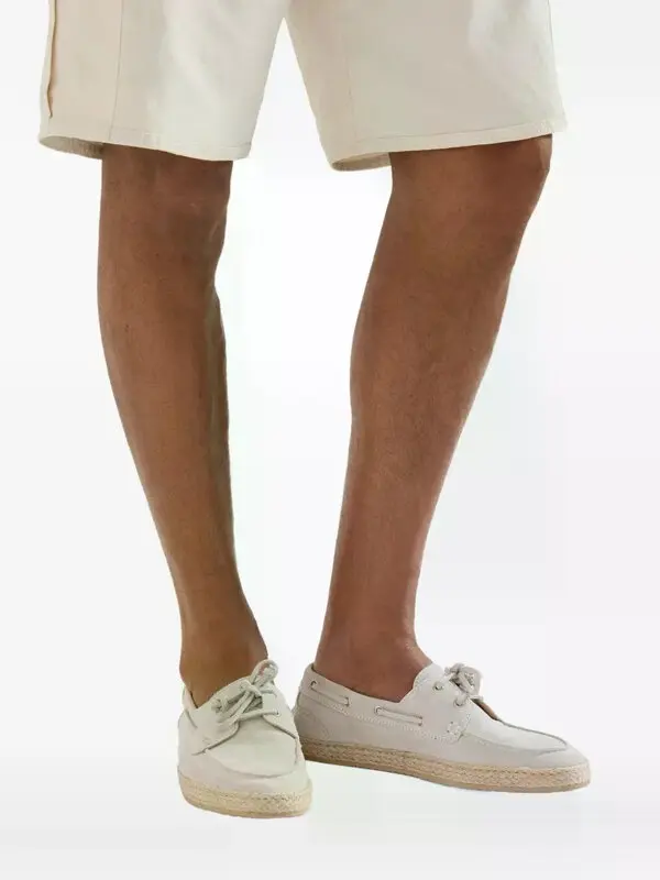 Brunello Cucinelli Suede Boat Shoes With Rope Trim - Neutrals