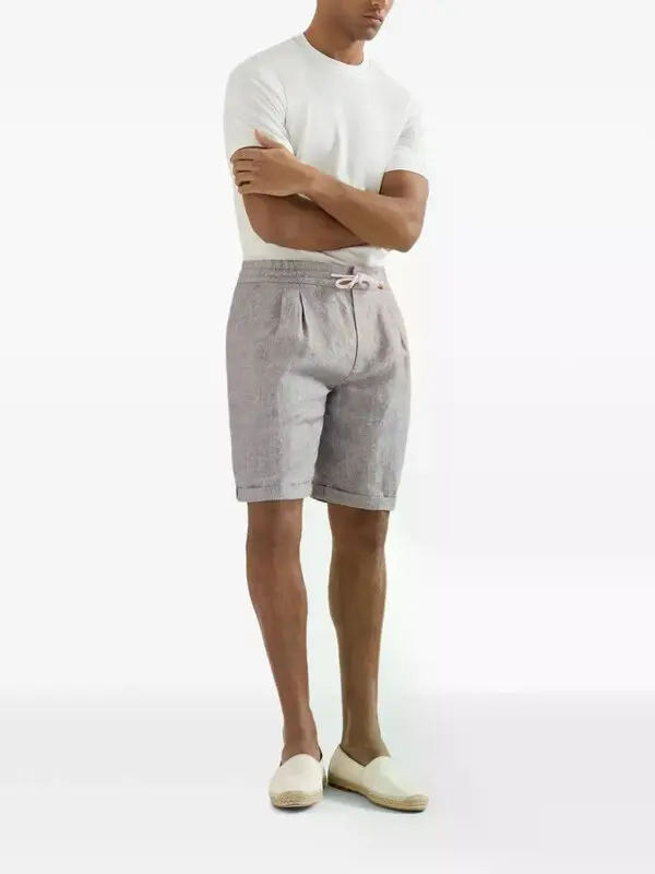 Brunello Cucinelli Linen And Hemp Diagonal Bermuda Shorts