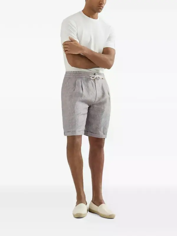 Brunello Cucinelli Linen And Hemp Diagonal Bermuda Shorts