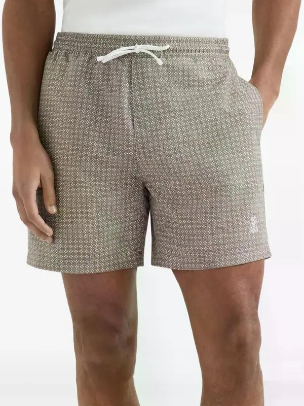 Brunello Cucinelli Floral Print Nylon Swim Shorts - Neutrals