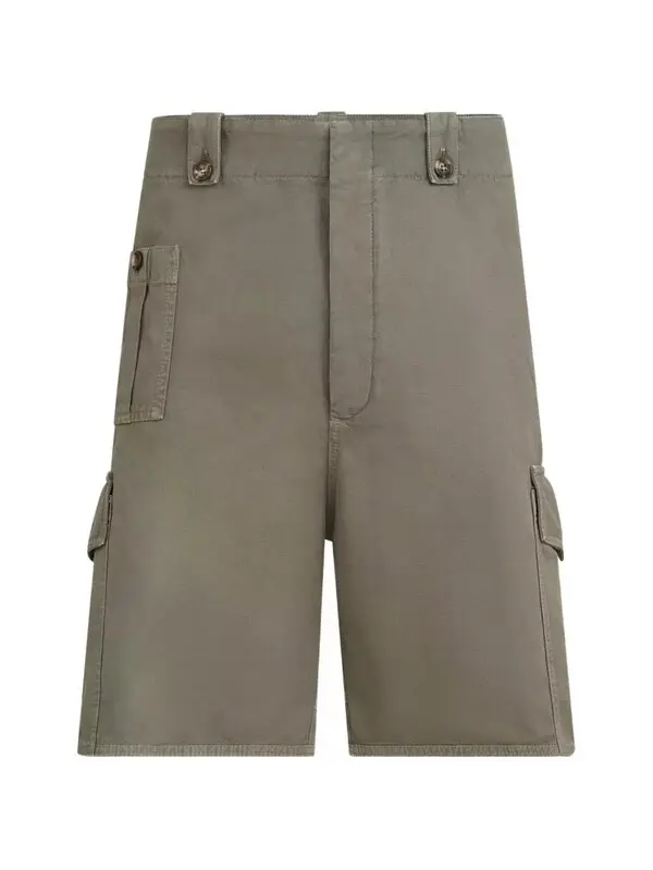 Brunello Cucinelli Cotton And Linen Canvas Bermuda Shorts With Cargo Pockets - Green
