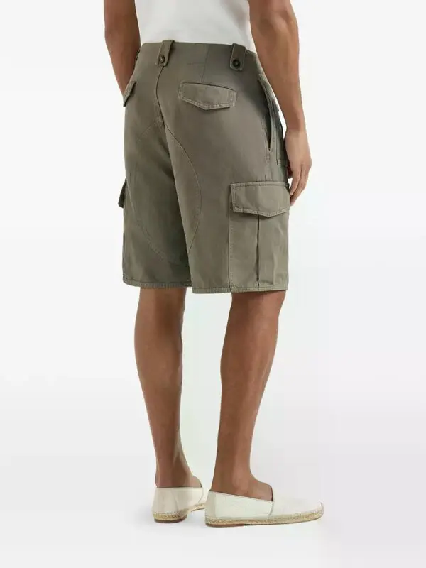 Brunello Cucinelli Cotton And Linen Canvas Bermuda Shorts With Cargo Pockets - Green
