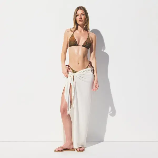 SKIMS Cotton Tie Sarong | White | | Swim Cover Ups - Egret