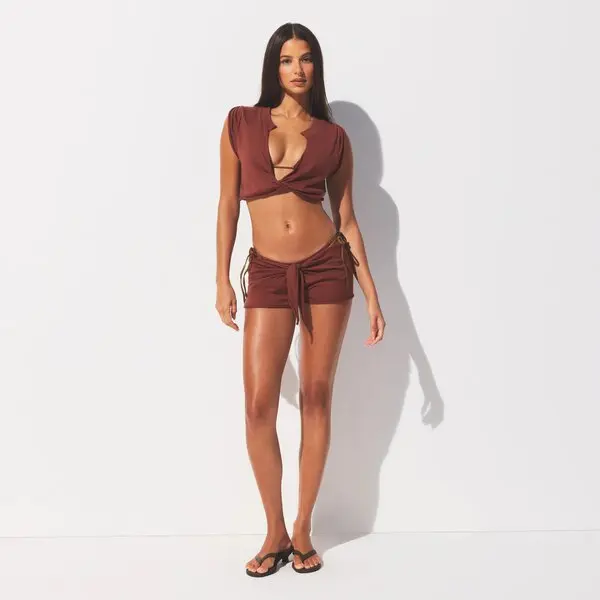 SKIMS Cotton Swim Cover-up Shorts - Henna