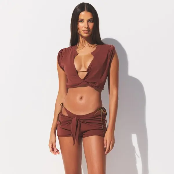 SKIMS Cotton Swim Cover-up Shorts - Henna