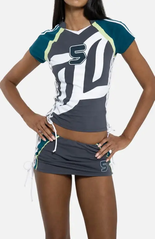 JADED LONDON Lace-up Football Baby Tee
