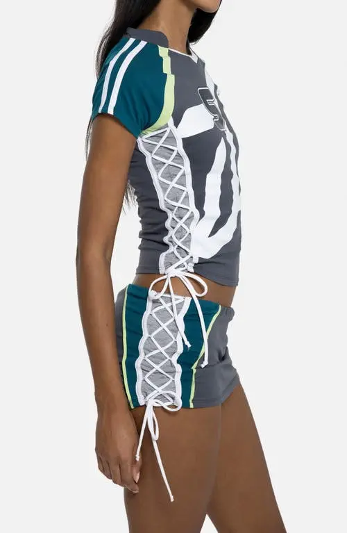 JADED LONDON Lace-up Football Baby Tee