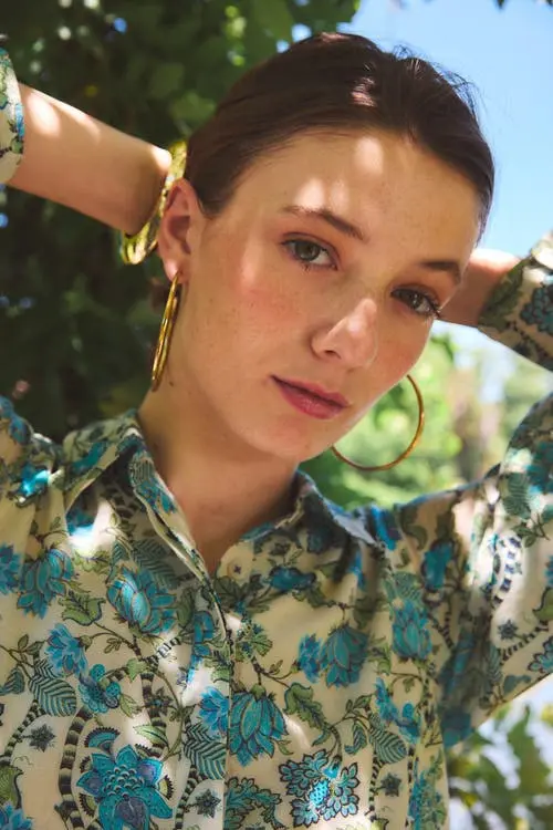 RO'S GARDEN Ceylon Print Button-up Shirt Dress
