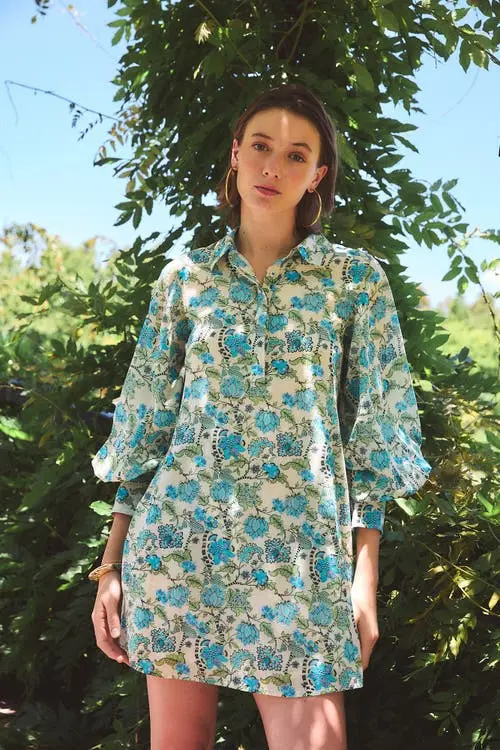 RO'S GARDEN Ceylon Print Button-up Shirt Dress