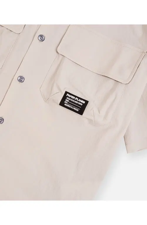 PAPER PLANES Utility Short Sleeve Button-up Shirt - Sand