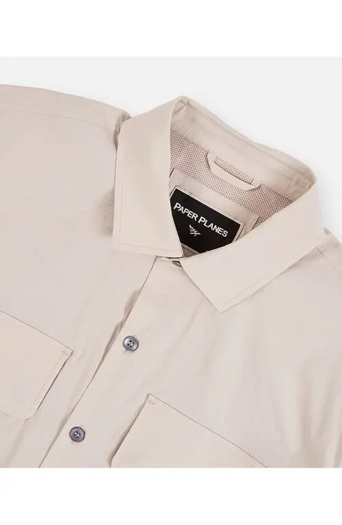 PAPER PLANES Utility Short Sleeve Button-up Shirt - Sand