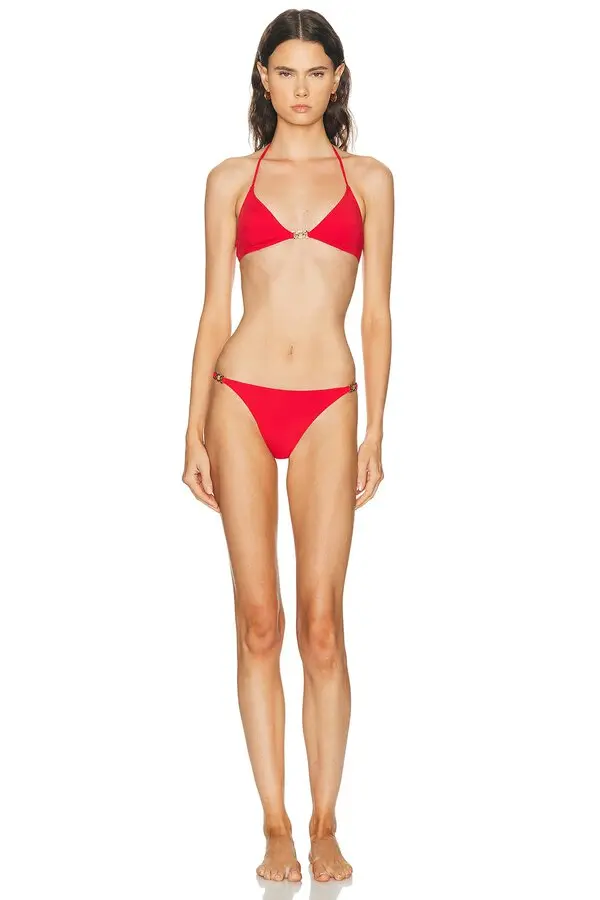 NILI LOTAN Bikini Bottom With Hardware - Red